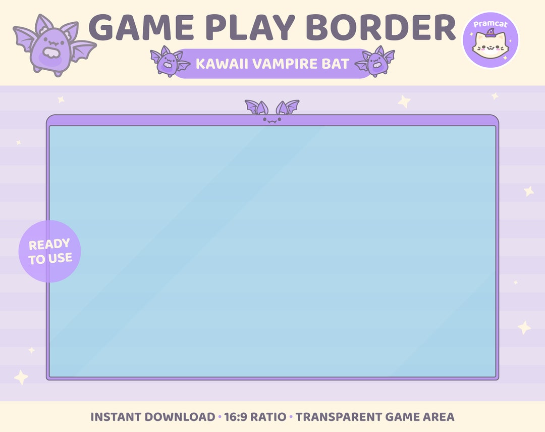 Vampire Bat Twitch Overlay Game Play Border, Kawaii Cute Purple, Gothic ...
