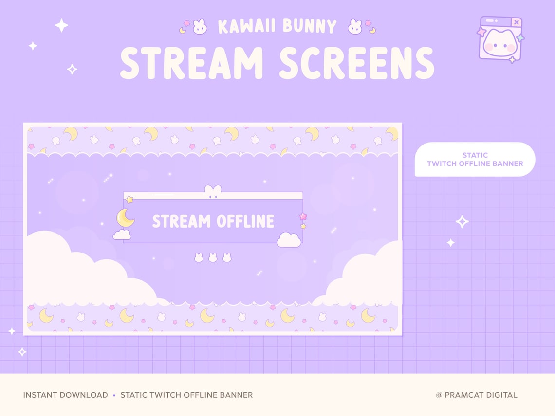 Kawaii Bunny Animated Stream Screens X5 Twitch Overlay - Etsy