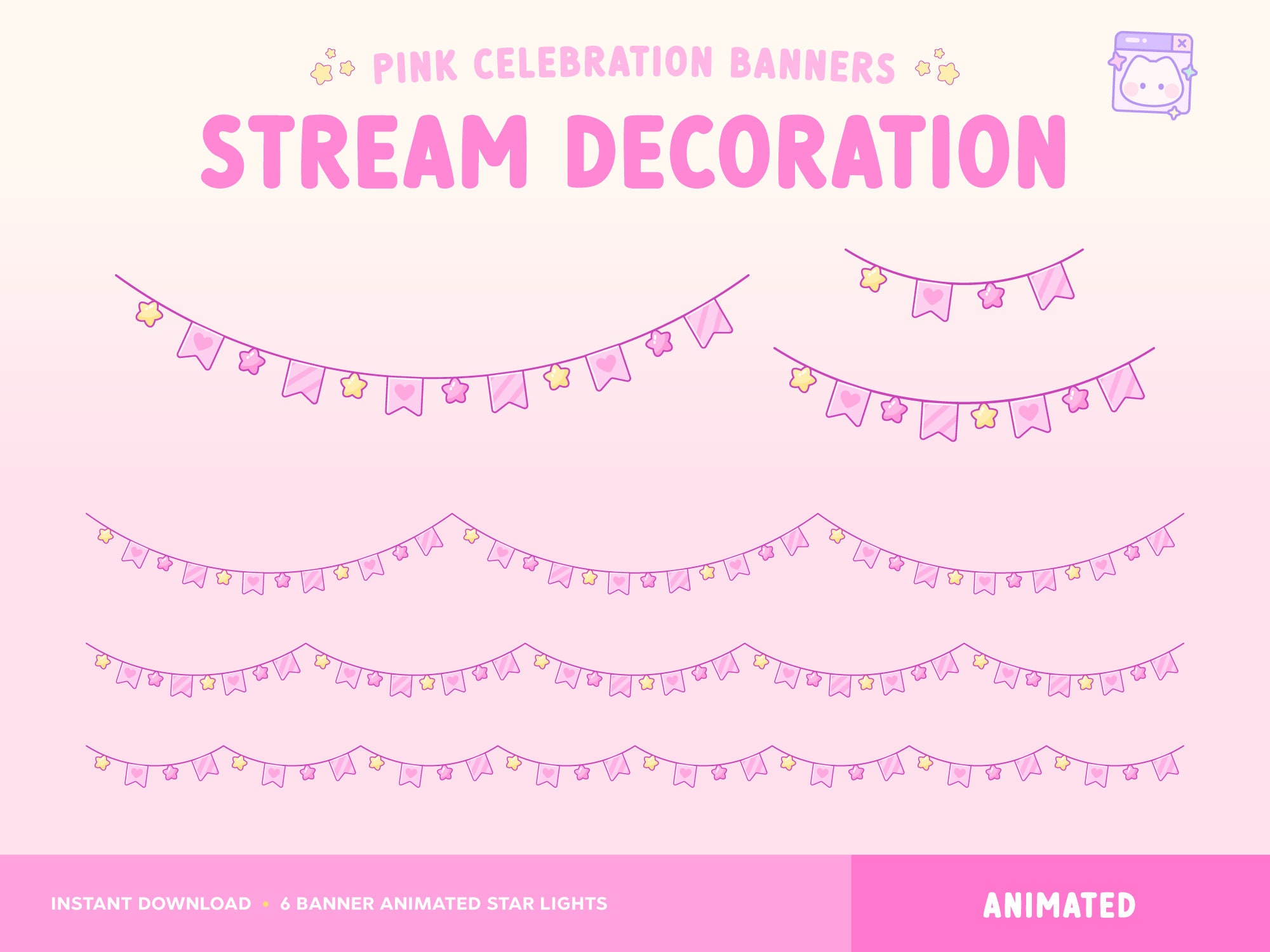 Twitch Birthday Overlay Animated Stream Decoration 6 Banner String