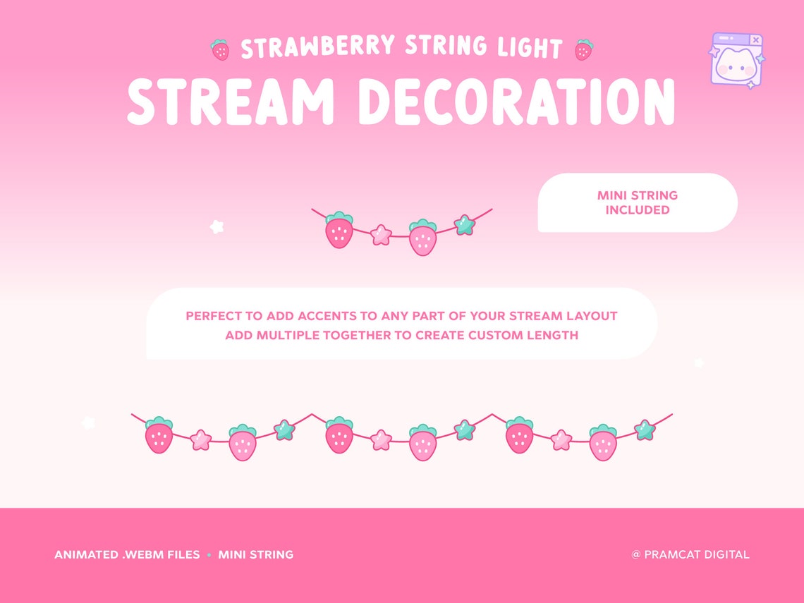 Strawberry Overlay Animated Stream Decoration Twitch Youtube - Etsy