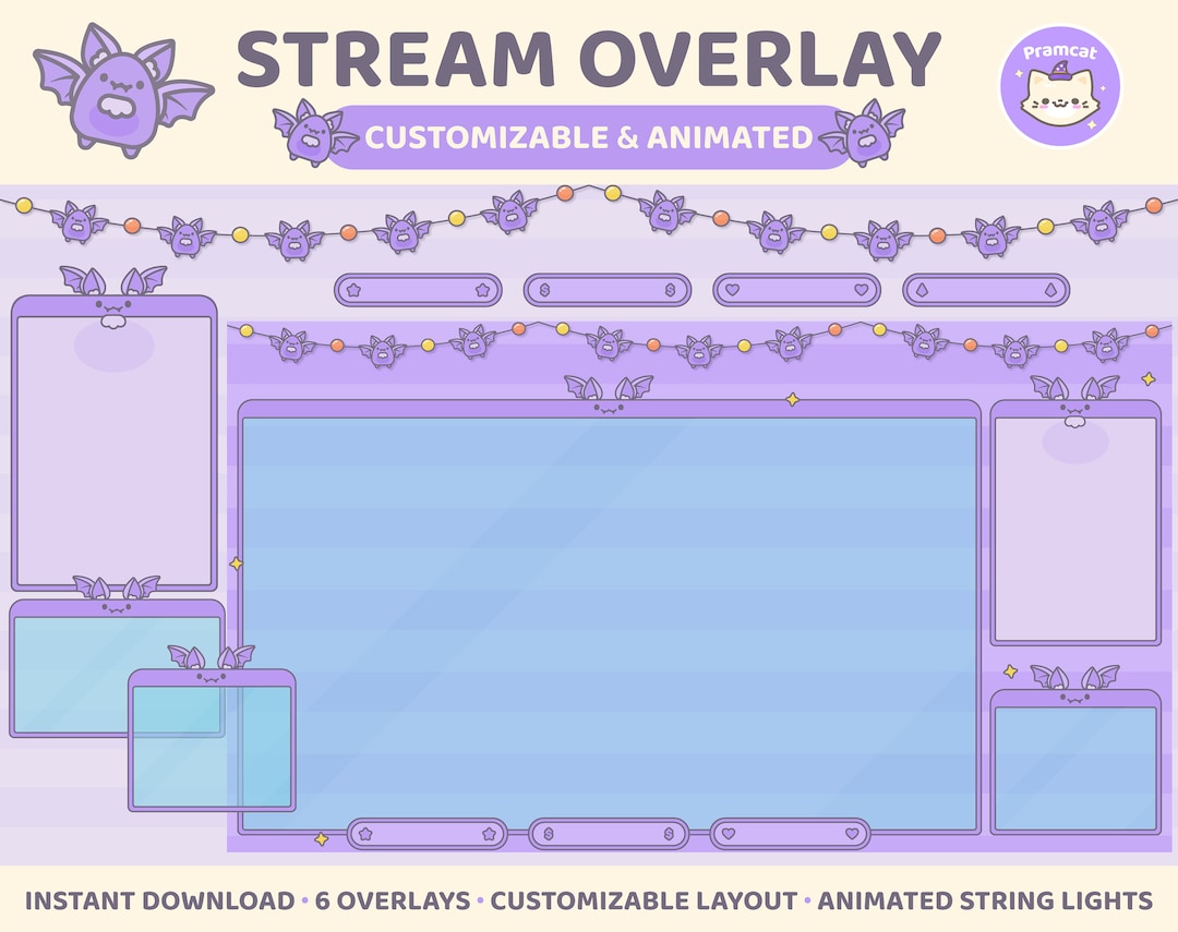 Bat Twitch Overlay, Halloween Animated Customizable Stream Layout ...