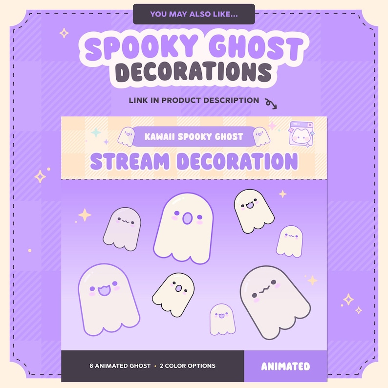 Halloween Twitch Overlay, Spooky Ghost Animated String Light Stream ...