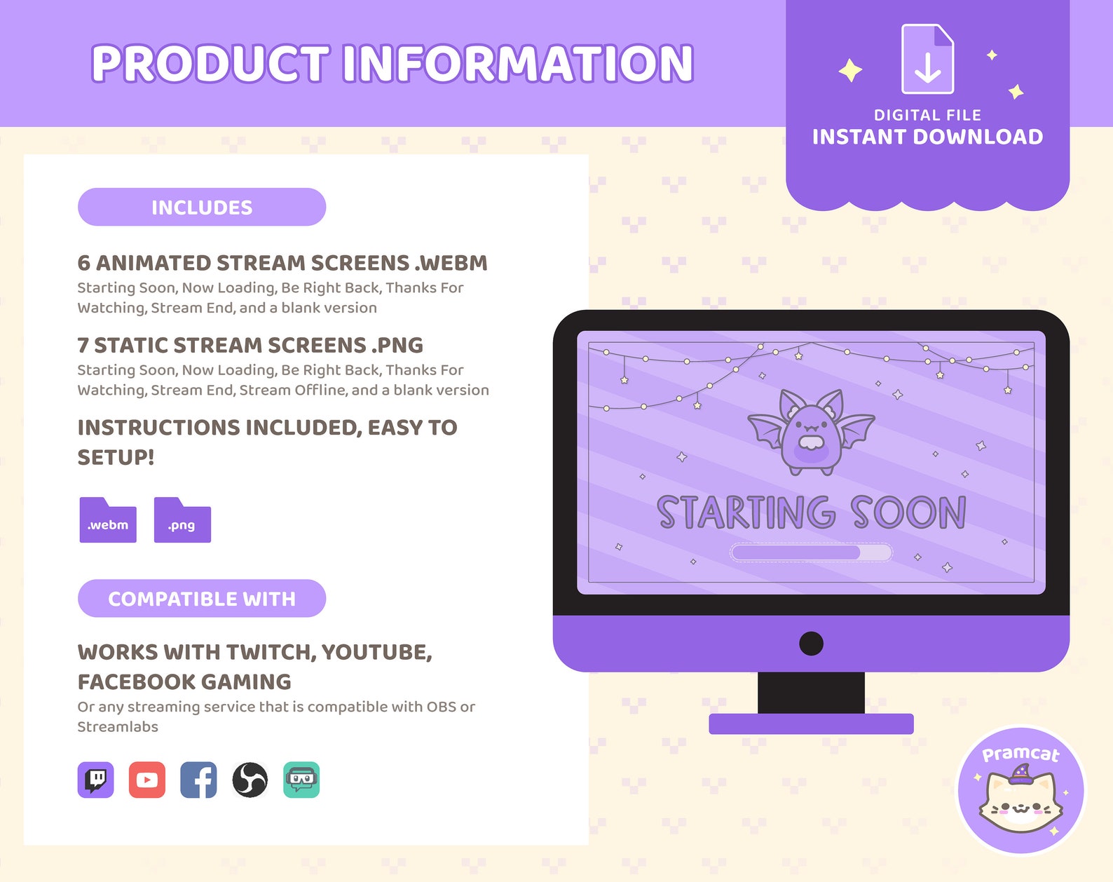 Halloween Twitch Animated Stream Screens X 6 Kawaii Vampire - Etsy