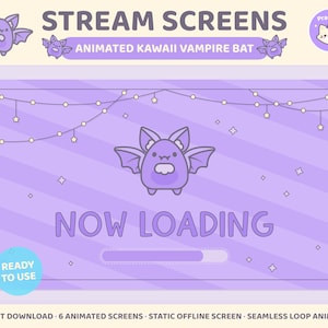 Halloween Twitch Animated Stream Screens X 6 | Kawaii Vampire Bat ...