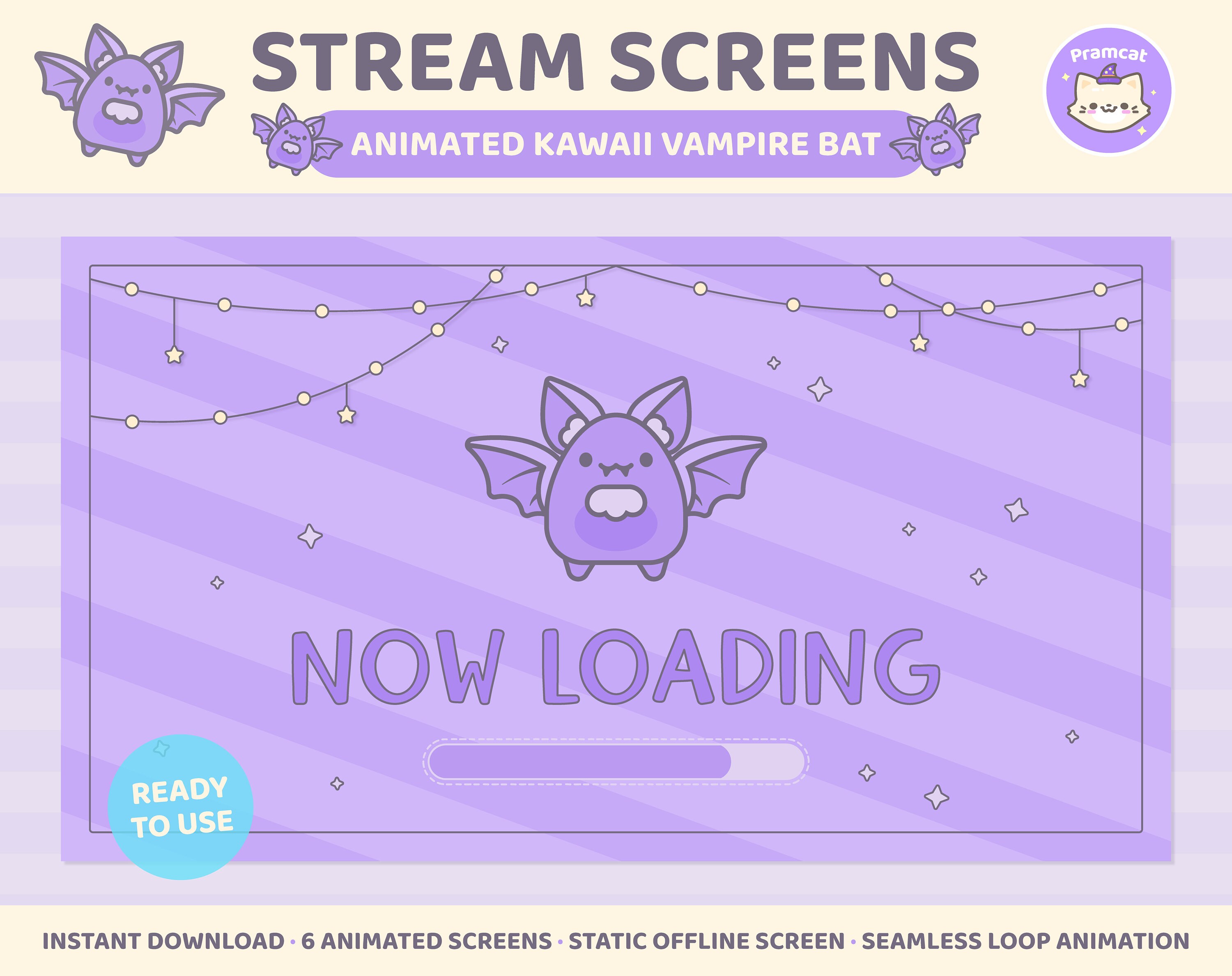 Halloween Twitch Animated Stream Screens X 6 Kawaii Vampire - Etsy