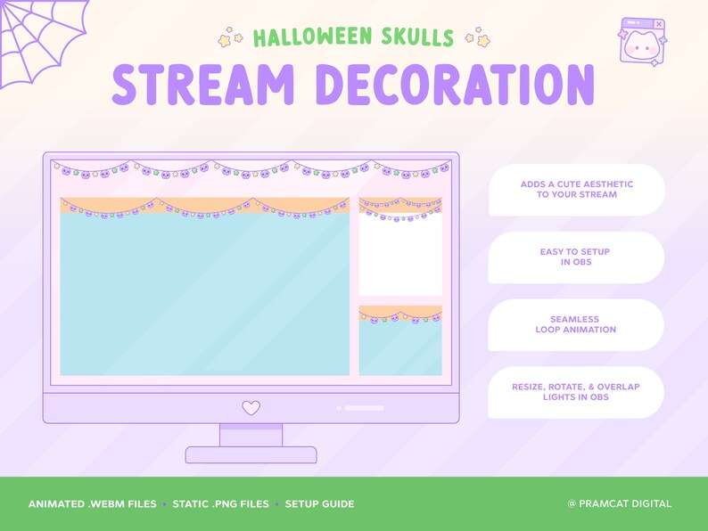 Twitch Halloween Overlay Animated Stream Decoration Kawaii - Etsy