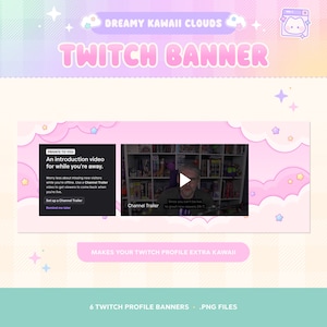 Twitch Banner X6, Profile Background, Kawaii Cute, Pastel Dreamy Clouds ...
