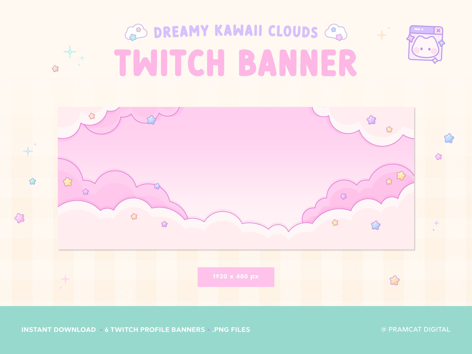 Twitch Banner X6 Profile Background Kawaii Cute Pastel - Etsy