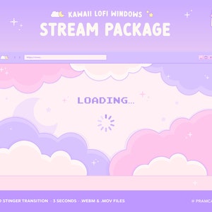 Lofi Kawaii Windows Stream Package Animated Twitch Overlay Customizable ...