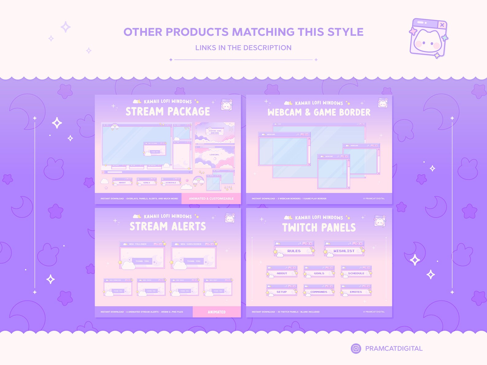Celestial Stream Decorations, Twitch Overlay Animated, Stars Cloud ...