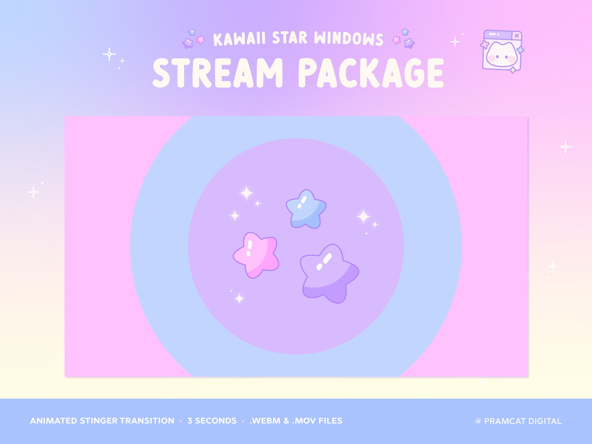 Cute Stream Package Animated, Twitch Overlay, Customizable Layout ...