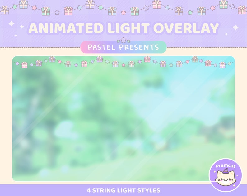 Birthday Animated Lights Twitch Overlay Stream Decoration Pastel Kawaii ...