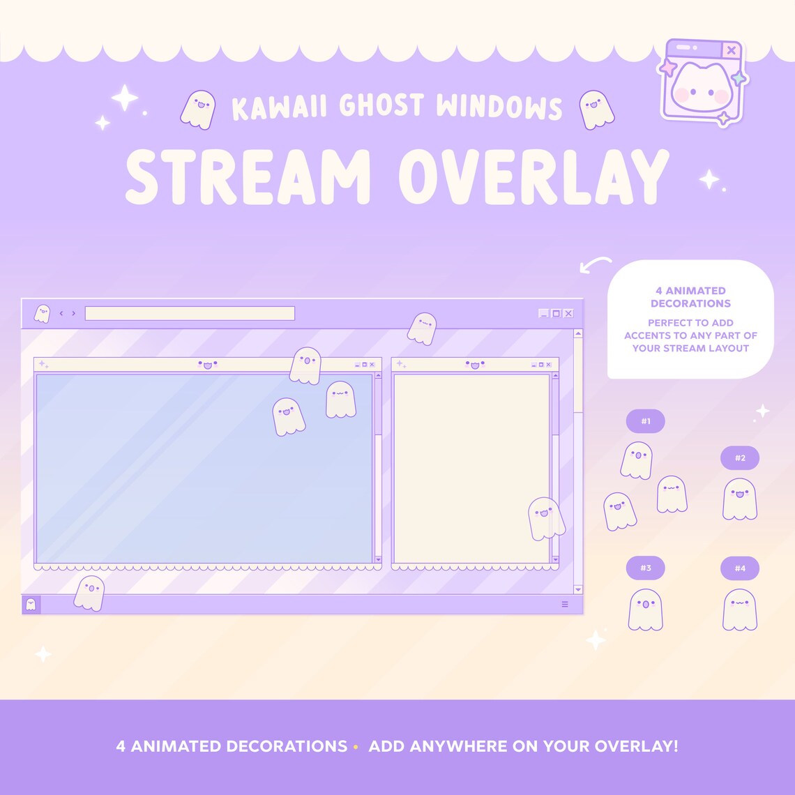 Ghost Twitch Overlay, Halloween Spooky Ghost, Retro Windows UI ...