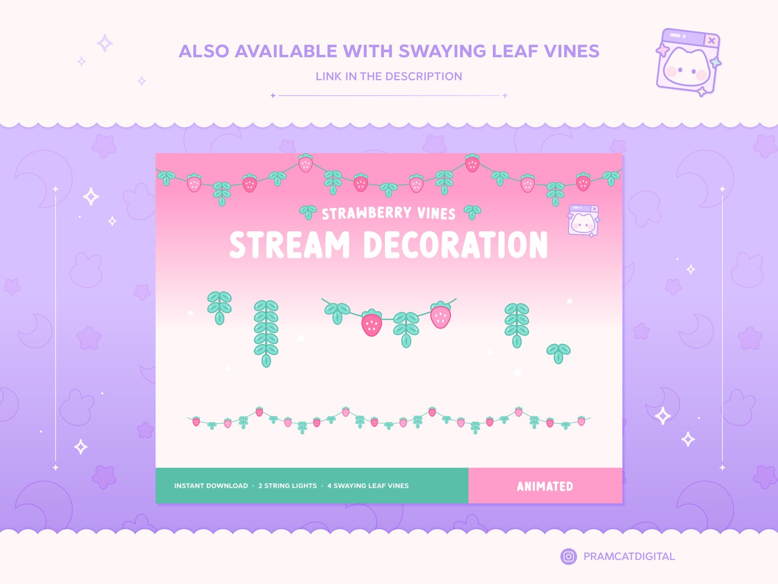 Strawberry Overlay Animated Stream Decoration Twitch Youtube - Etsy