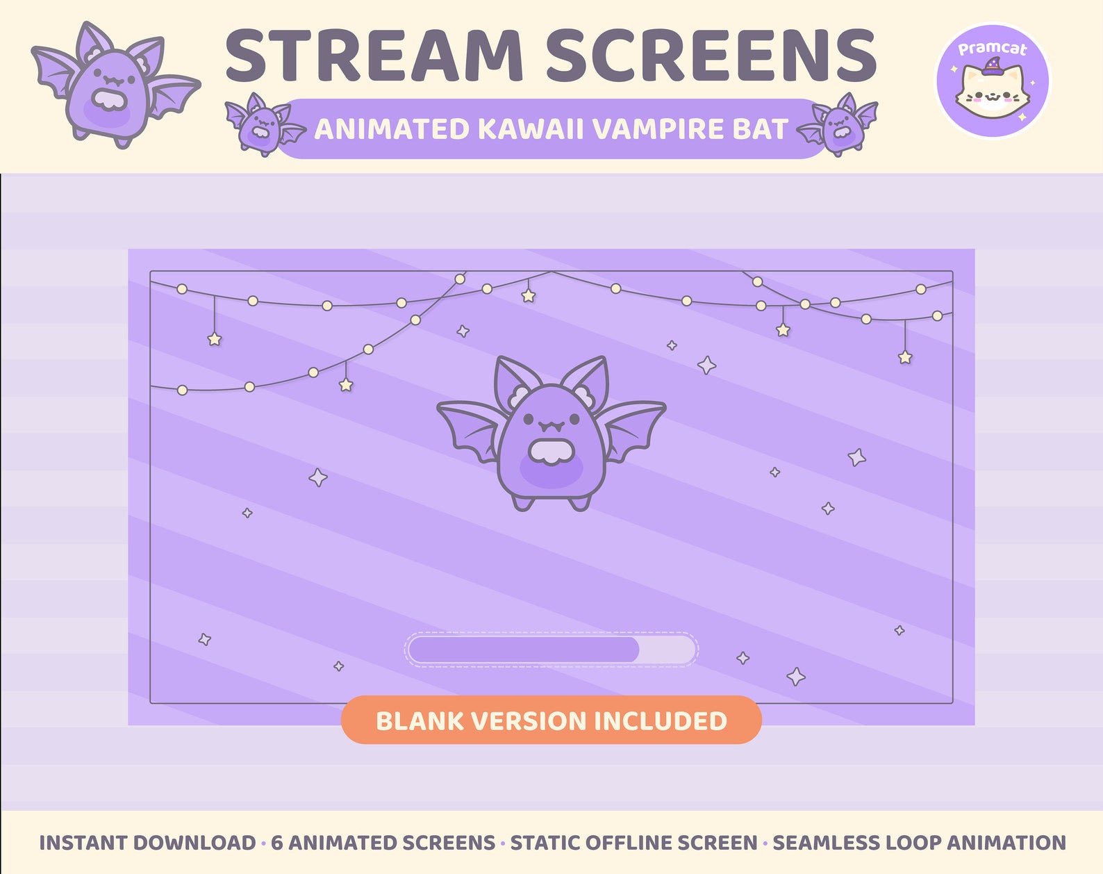 Halloween Twitch Animated Stream Screens X 6 Kawaii Vampire - Etsy