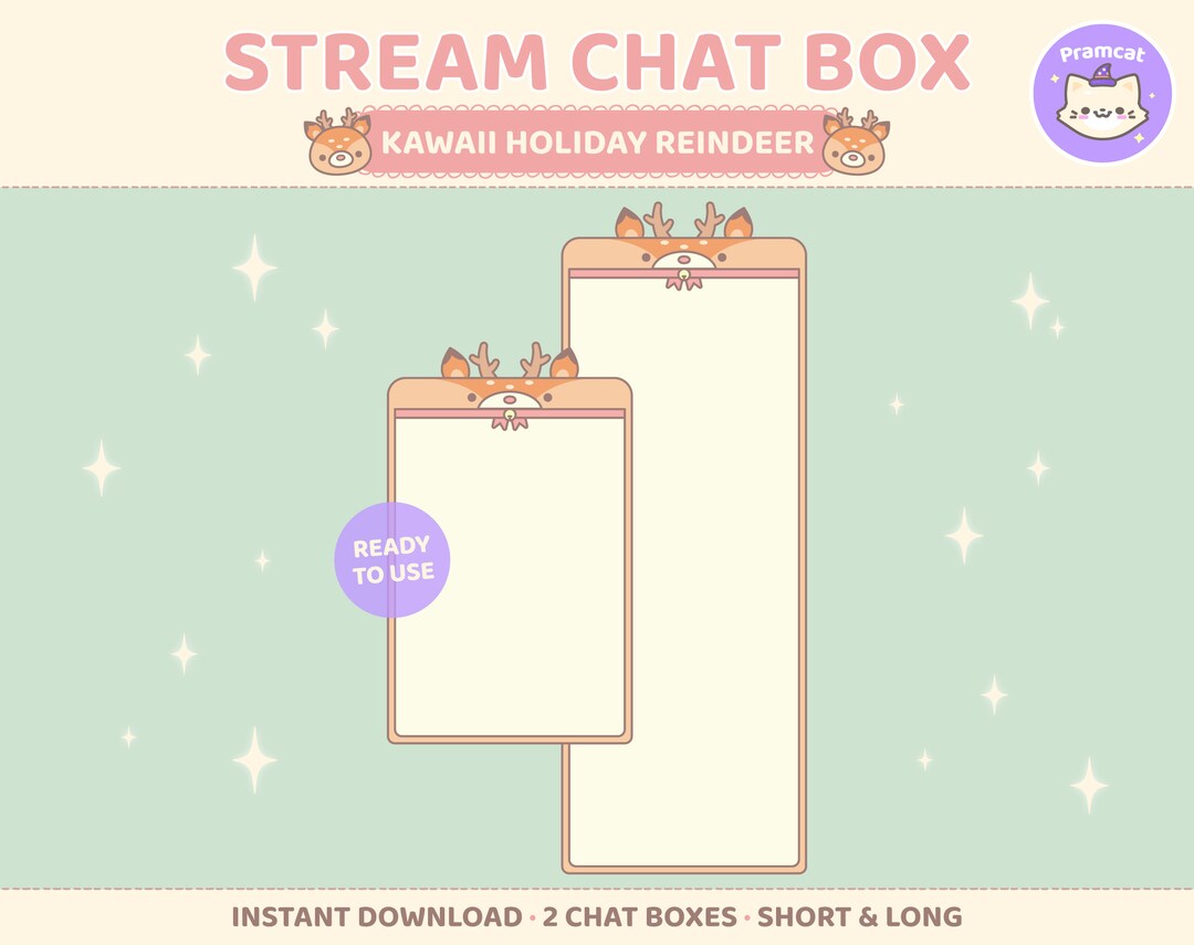 Christmas Twitch Chat Box Overlay Kawaii Reindeer Festive - Etsy