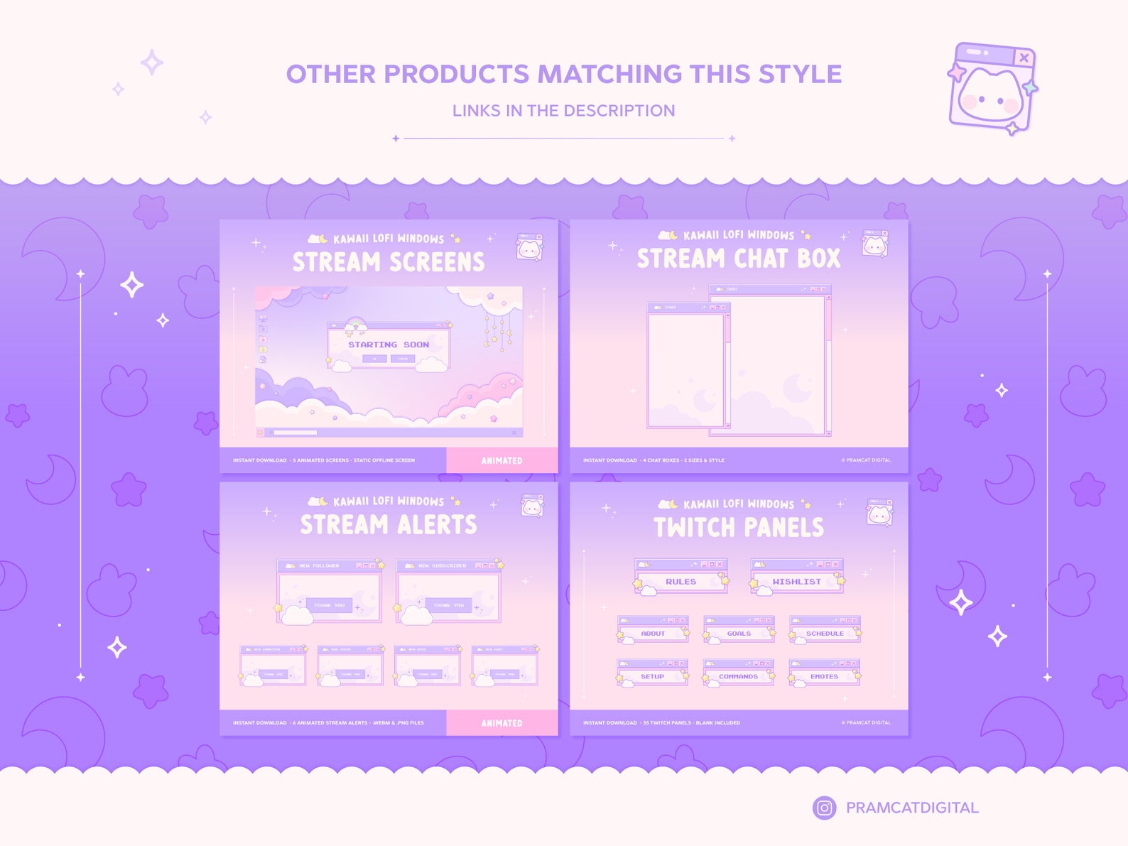 Twitch Stream Overlay Webcam Game Borders, Retro Lofi Kawaii Windows ...