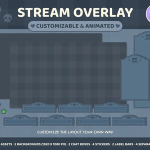 Halloween Twitch Stream Overlay, RIP Tombstone Graveyard Skulls ...