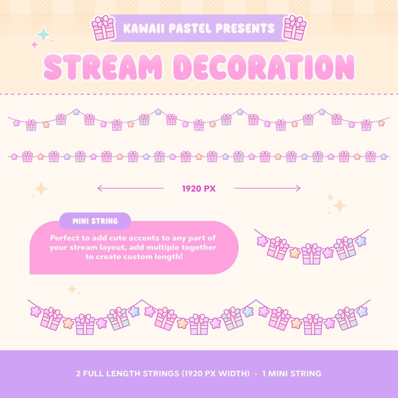 Birthday Twitch Overlay, Christmas Lights Stream Decoration, Cute Star ...
