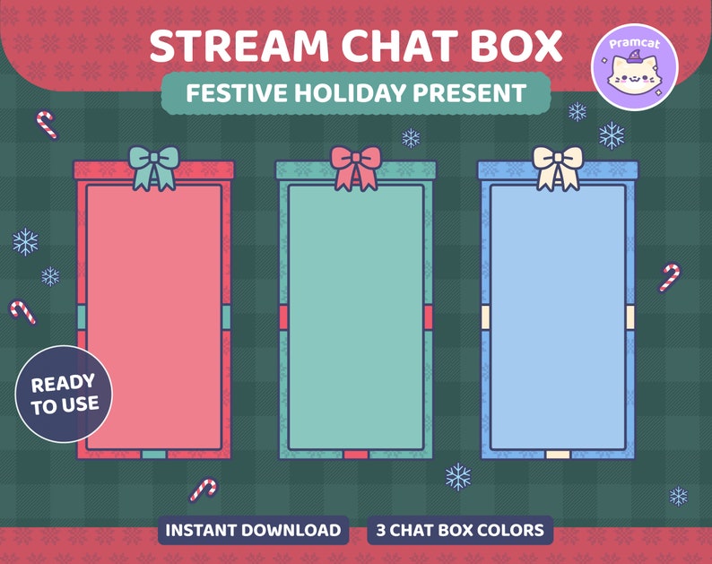 Twitch Chat Box Overlay Festive Holiday Present Stream Design | Etsy