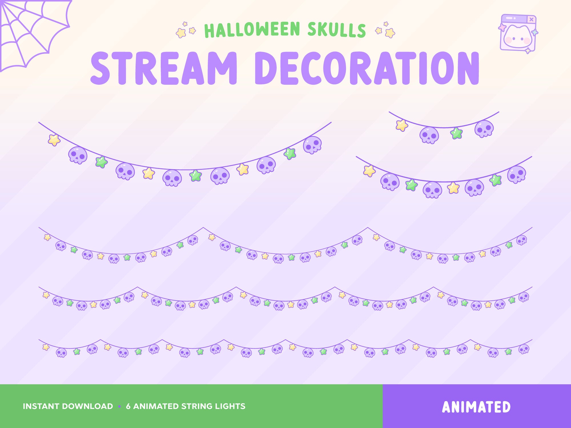 Twitch Halloween Overlay Animated Stream Decoration Kawaii - Etsy