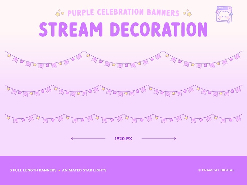 Birthday Stream Decoration, Animated Twitch Overlay, Pastel Purple ...