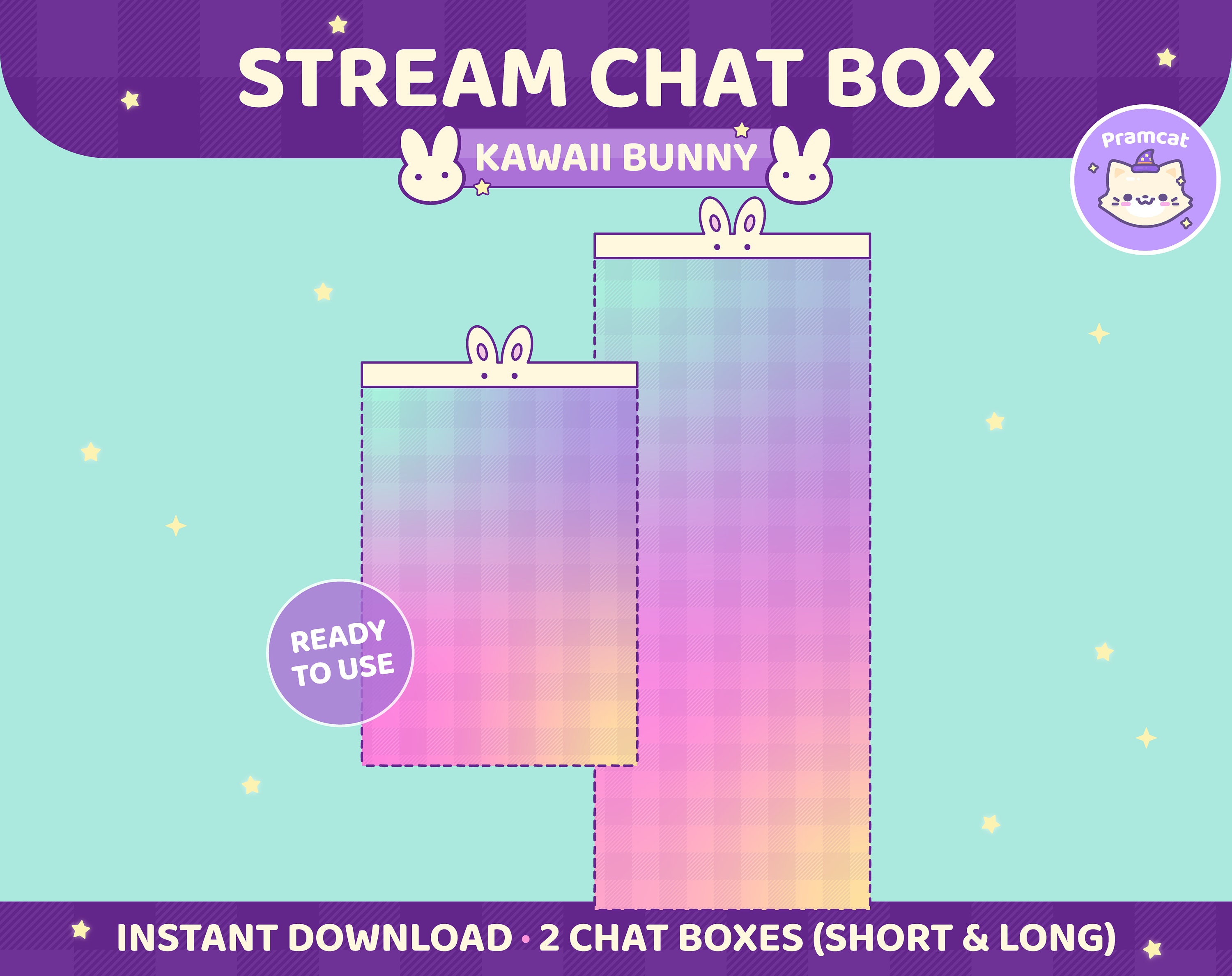 Twitch Chat Box Overlay Kawaii Bunny Stream Design Streamer | Etsy