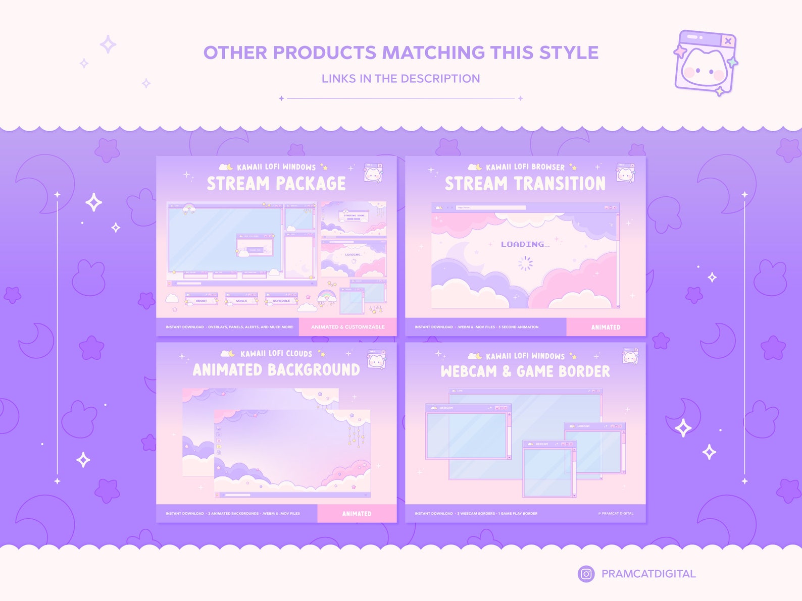 Animated Stream Screens X5, Twitch Overlay, Retro Lofi Kawaii Windows ...