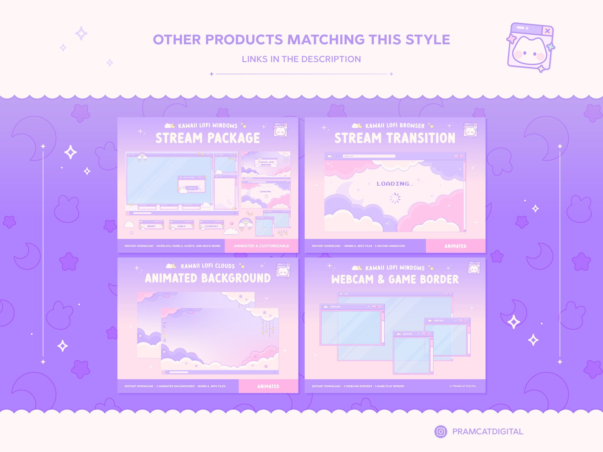 Animated Stream Screens X5, Twitch Overlay, Retro Lofi Kawaii Windows ...