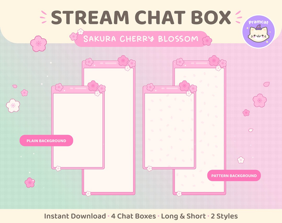 Sakura Chat Box Twitch Overlay, Cherry Blossom, Spring Flowers, Pastel ...