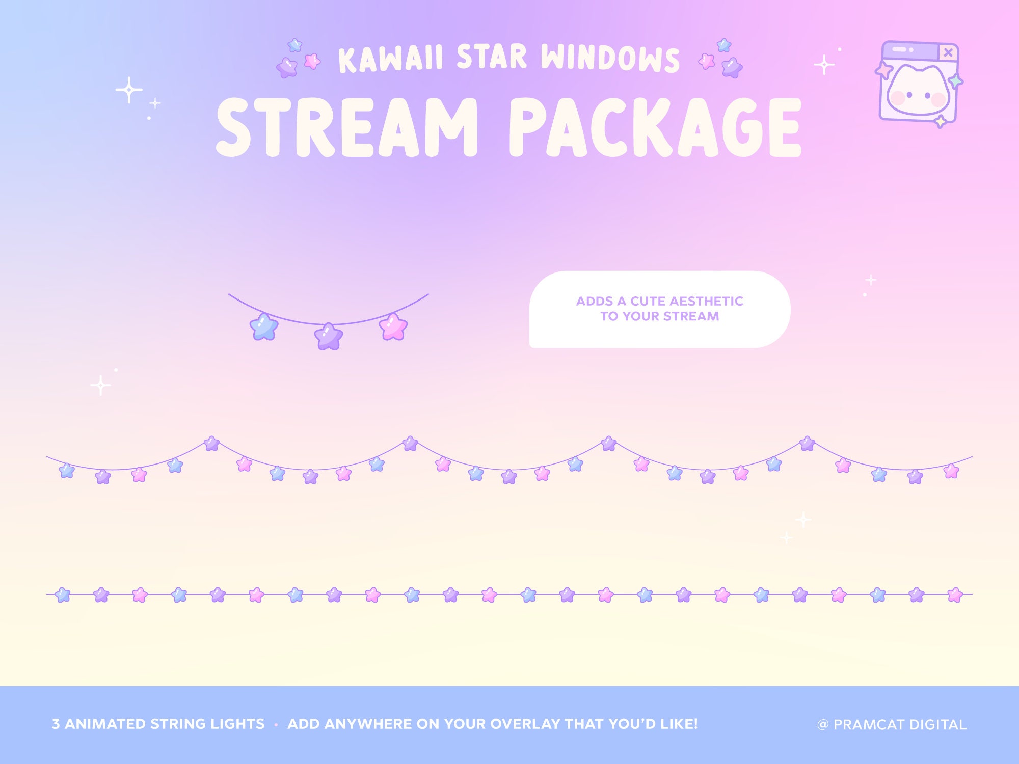 Cute Stream Package Animated, Twitch Overlay, Customizable Layout ...