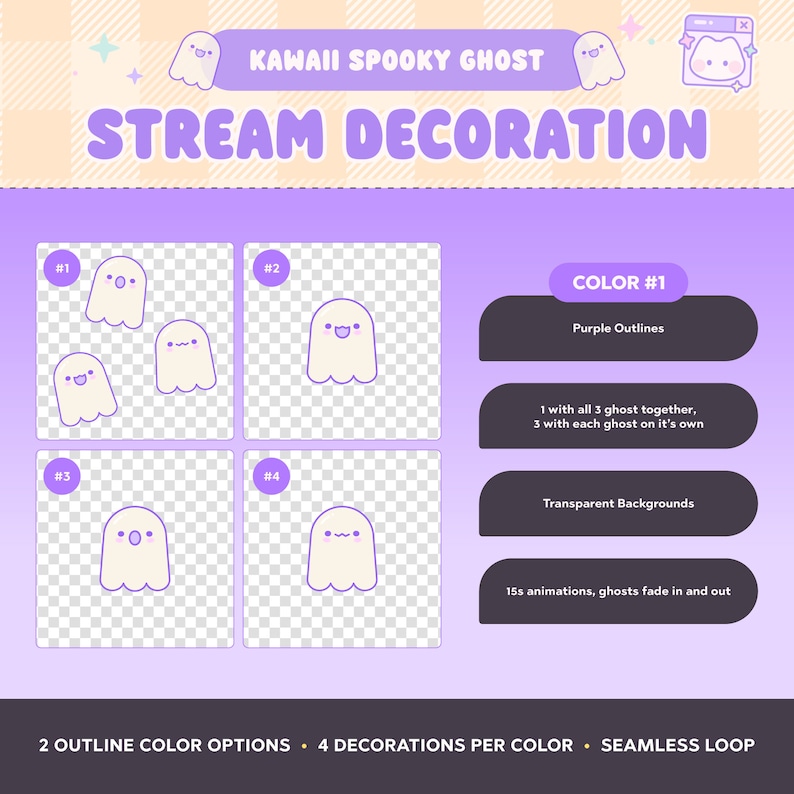 Halloween Stream Decoration, Twitch Stream Overlay, Animated Kawaii ...