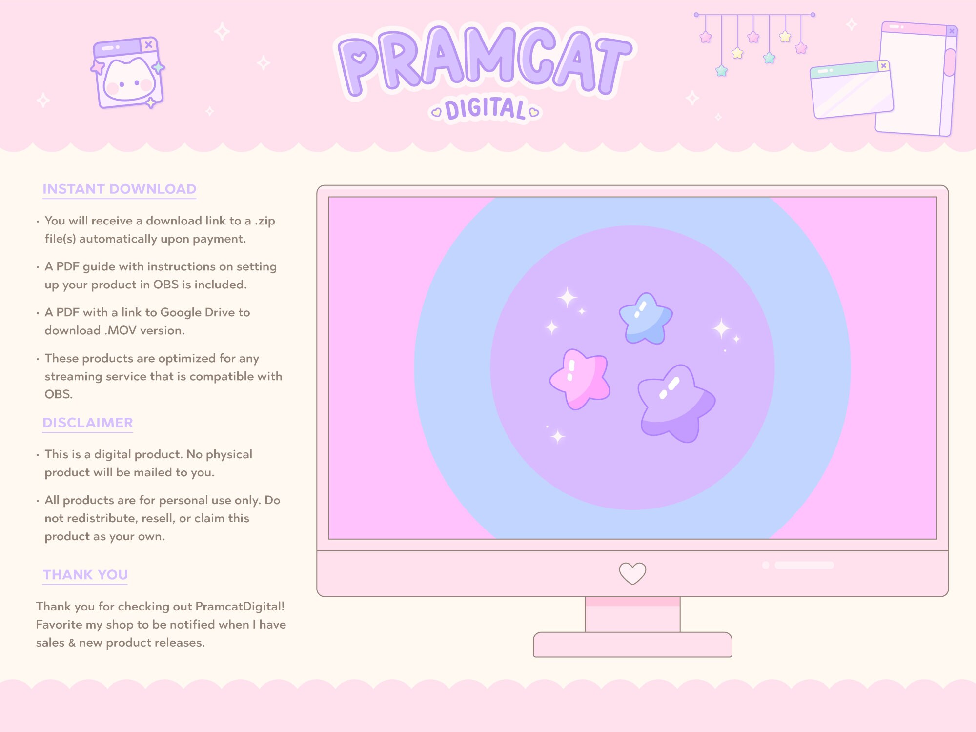 Star Stream Transition, Animated Twitch Overlay, Youtube, OBS, Kawaii ...