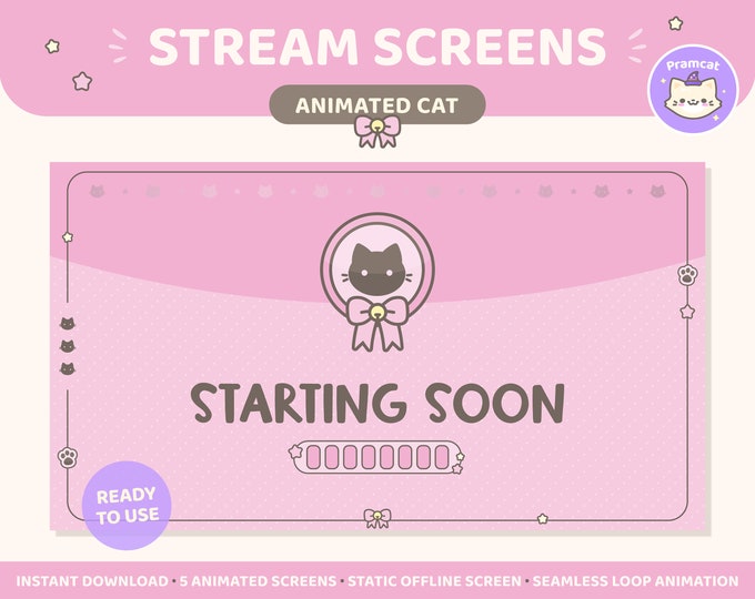 Full Pink Kitty Animated Stream Package