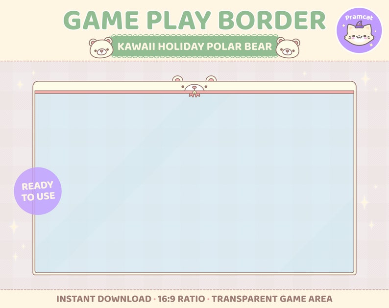 Polar Bear Christmas Game Play Border, Cozy Twitch Overlay, Cute Stream ...