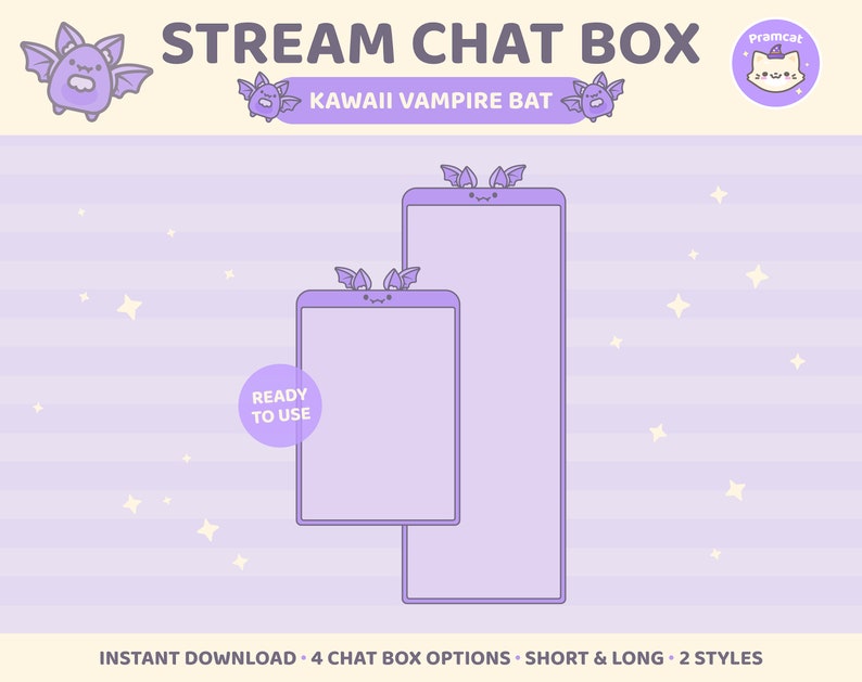 Halloween Twitch Chat Box Overlay Kawaii Vampire Bat Stream Overlay ...