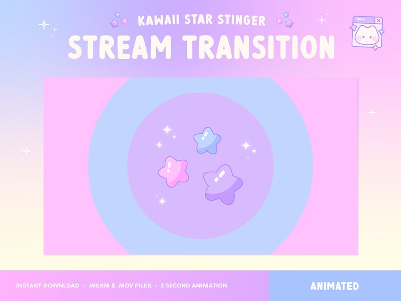 Star Stream Transition, Animated Twitch Overlay, Youtube, OBS, Kawaii ...