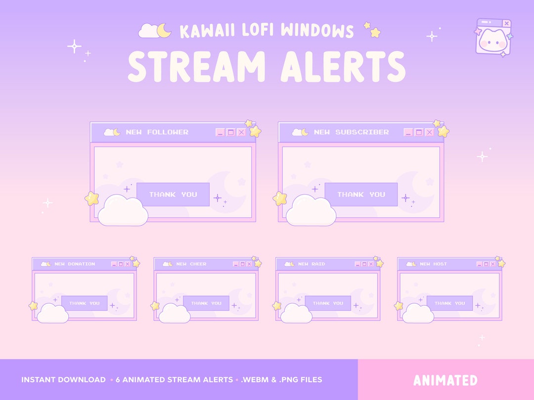 Cute Twitch Alerts, Animated Stream Overlay, Lofi Retro Windows ...