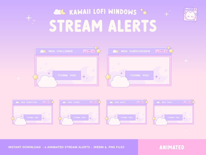 Cute Twitch Alerts, Animated Stream Overlay, Lofi Retro Windows ...