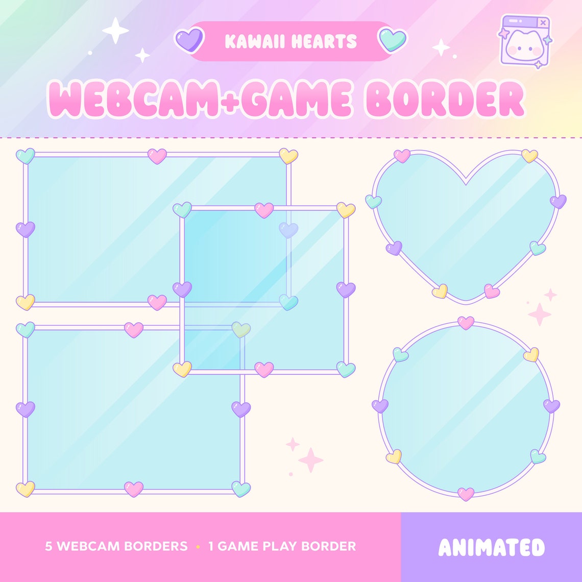Cute Twitch Webcam Overlay, Animated Twitch Valentines Day, Gameplay ...