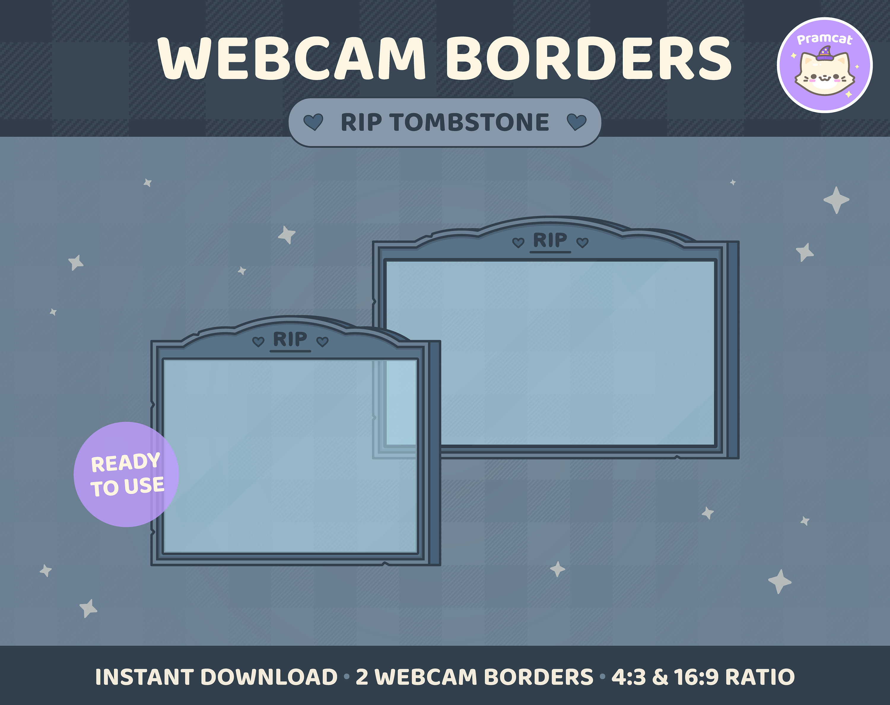 Halloween Twitch Webcam Border Overlay, RIP Tombstone, Gravestone ...