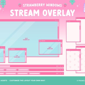 Strawberry Twitch Overlay, Animated Customizable Layout, Windows ...