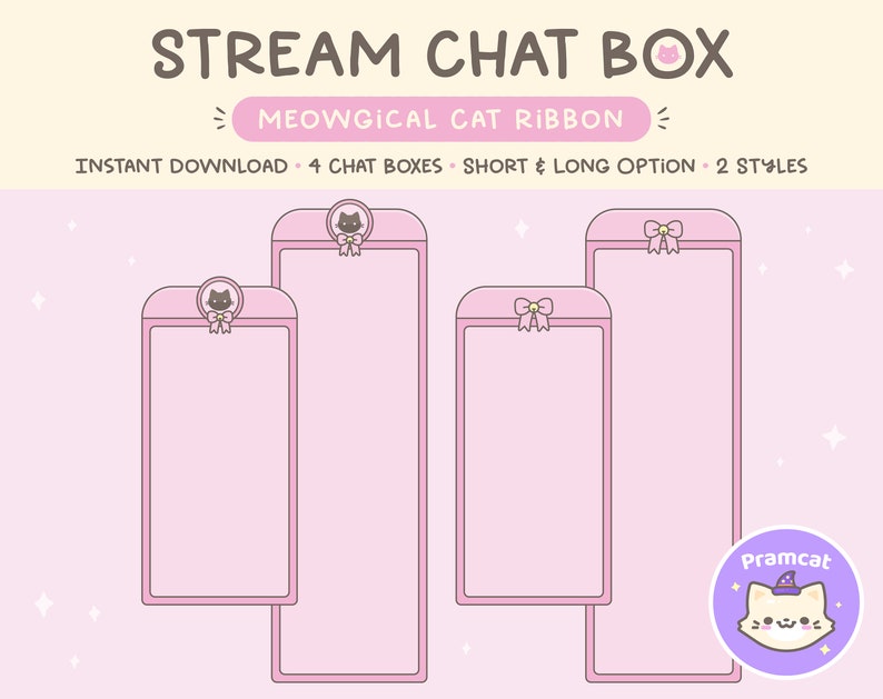 Chat Box Twitch Overlay Kawaii Cute Cat Bell Ribbon Pink - Etsy