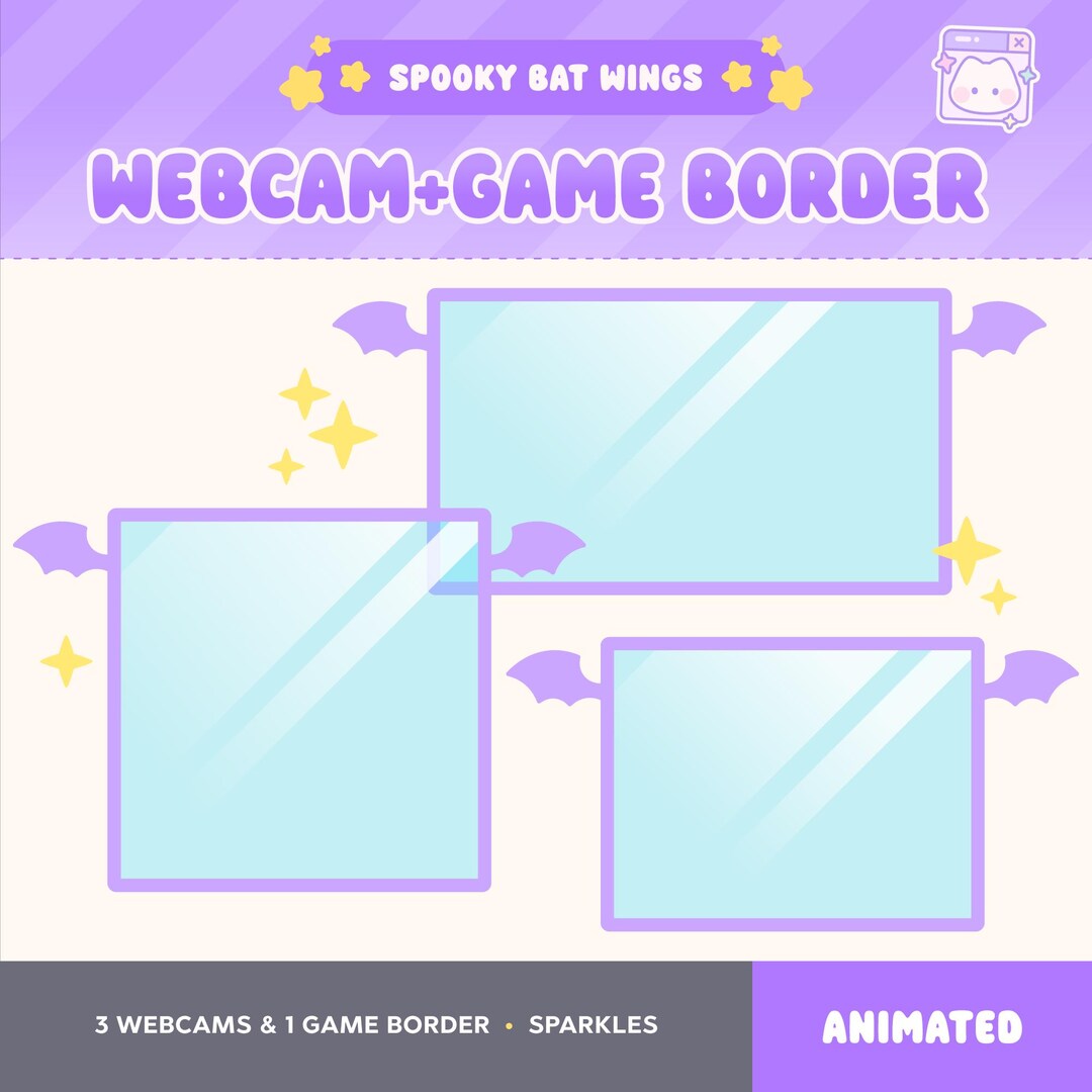 Bat Twitch Halloween Webcam Overlay, Gameplay Border, Animated Wing ...