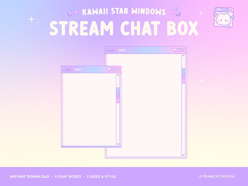 Lofi Twitch Chat Overlay, Retro Windows Stream Chatbox, Kawaii Cute ...
