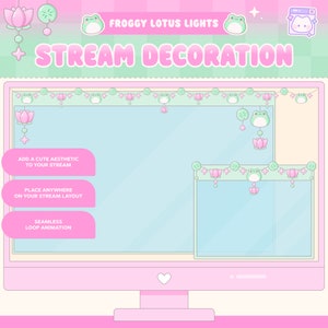 Froggy Lotus Twitch Overlay Stream Decoration, Cottagecore Animated ...