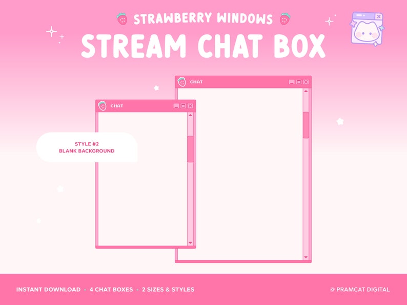 Strawberry Twitch Chat Box, Stream Overlay, Cute Kawaii Pink, Retro ...