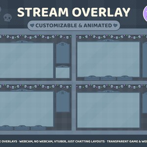 Halloween Twitch Stream Overlay, RIP Tombstone Graveyard Skulls ...