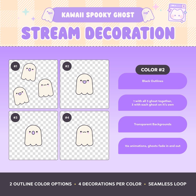 Halloween Stream Decoration, Twitch Stream Overlay, Animated Kawaii ...