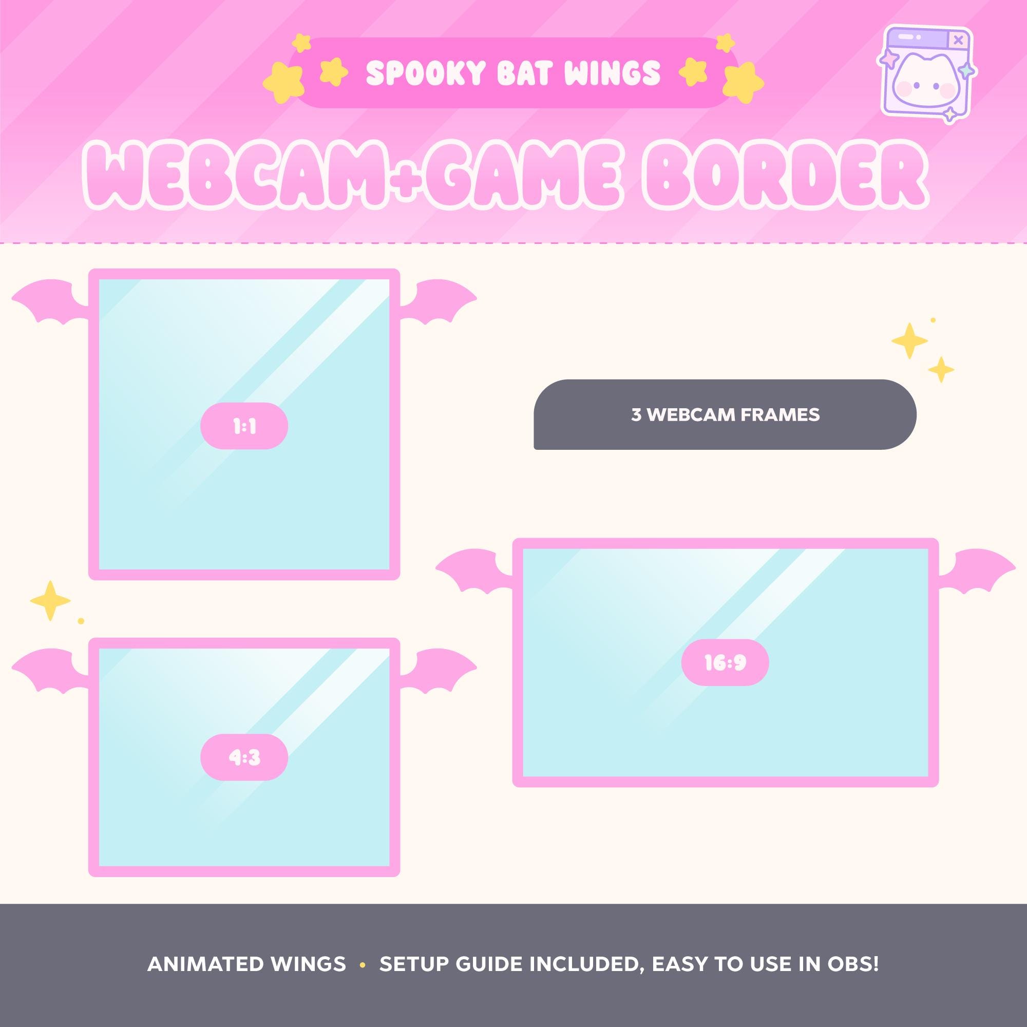 Pink Halloween Twitch Webcam Overlay, Pink Gameplay Border, Animated ...